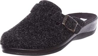 Brandsseller Pantoufles en feutre pour femme - Avec boucles - Application - Pantoufles de maison, anthracite, 37 EU