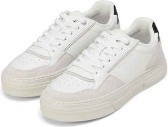 Marc O'Polo Plateausneaker MARC OPOLO Mariella, Damen, Gr. 40, sanftes wei&szlig;, schwarz, Glattleder, Veloursleder, unifarben mit Farbeinsatz, Schuhe Plateausneaker, 