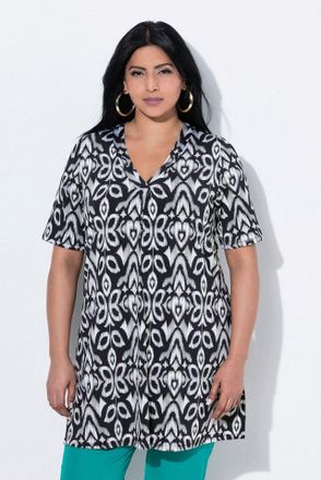 Ulla Popken T-Shirt Slinky-Longshirt florales Design V-Ausschnitt