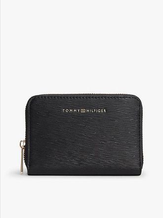 Tommy Hilfiger Portefeuille zipp&eacute; textur&eacute; &agrave; logo m&eacute;tallis&eacute;