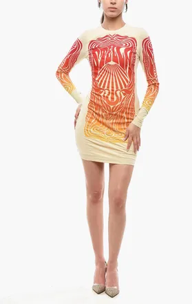 Stella McCartney Stretch Sheath Dress with Long Sleeves and Velour Trims Stella McCartney