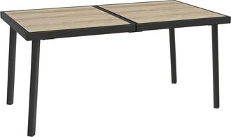 OUTSUNNY Gartentisch, Balkontisch, 145 x 85 cm Terrassentisch für 6 Personen mit Holzoptik, Esstisch für Garten, Stahlgestell, Grau