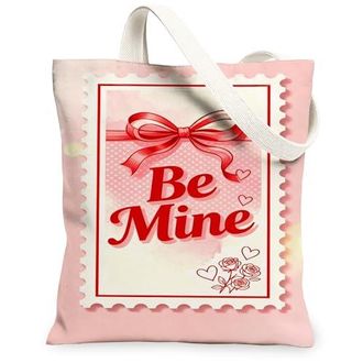 Generic Sacs fourre-tout en toile florale pour la Saint-Valentin, motif coeur, sacs d&eacute;picerie r&eacute;utilisables, l&eacute;gers et lavables en toile avec bandouli&egrave;re, p&ecirc;c