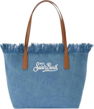 MC2 Saint Barth Femme, Sacs, Bleu, Taille: ONE Size City Bag Mid Fringe Sangallo Deni Sac bandouli&egrave;re
