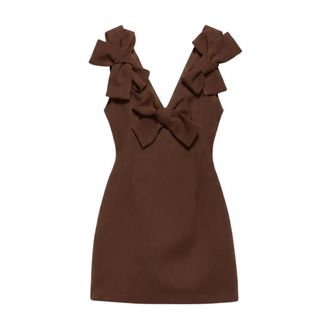 Aniye By Mini Robe Ajust&eacute;e avec Noeuds et Col en V - Femme - Robes - Brun - Taille: 40 FR