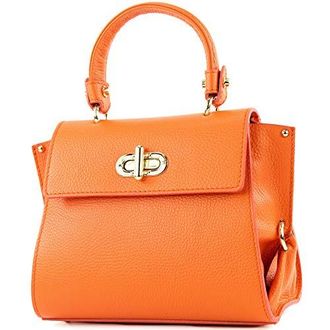 modamoda.de T182 - Fourre-tout italien pour femme, petit cuir, Couleur:orange