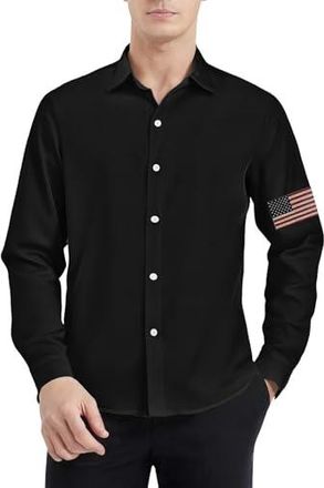 Generic Chemise extensible &agrave; manches longues pour homme - Chemise boutonn&eacute;e imprim&eacute;e - Coupe r&eacute;guli&egrave;re - Chemise daffaires urbaine &eacute;l&eacute;gante - Chemisier formel