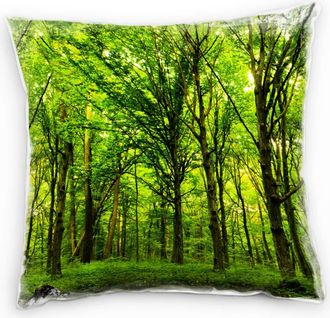Paul Sinus Art Natur, grün, braun, dichter Wald Deko Kissen 40x40cm für Couch Sofa Lounge Zierkissen - Dekoration zum Wohlfühlen