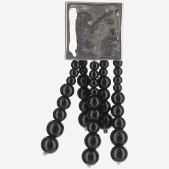 Niccol&ograve; Pasqualetti Womens Earring Medusa Onyx & Pearl Black Sterling Silver