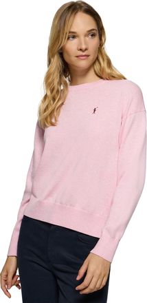 Polo Club Strickpullover rosa meliert mit V-Kragen und Rigby Go Logo-Stickerei - Damen - 100% Baumwolle