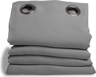 MOONDREAM Rideau Anti-Bruit 3-en-1, Isolation Phonique, Thermique Hiver & &Eacute;t&eacute;, 100% Occultant, Technologie Brevet&eacute;e, Fabriqu&eacute; en UE, Effet Coton, Oeillets, Gris