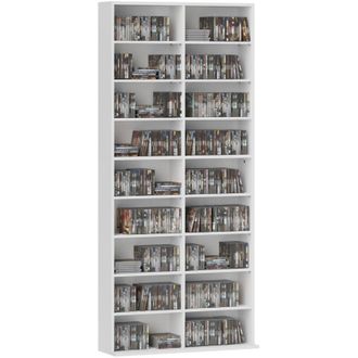 HOMCOM Rangements pour CD et DVD - HOMCOM - 18 compartiments - 640 CD/360 DVD/430 Blu-ray - panneau de particules - 78,5x24x175cm - blanc