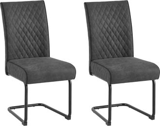 Byliving Esszimmerstuhl Maria / 2er Set/XXL bis 150 kg/Bezug Stoff anthrazit/Sitz mit Federkern/Gestell Metall schwarz/Küchenstuhl mit Griff/Esszimmerstuhl/B 4