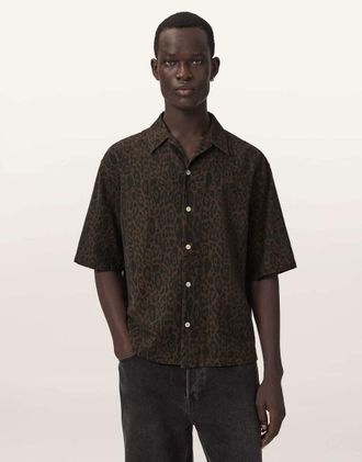 AllSaints Leopardo - Chemise &agrave; manches courtes - Marron chocolat chaud