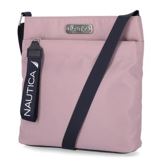 Nautica Diver Nylon Small Womens Crossbody Bag Purse with Adjustable Shoulder Strap, Lilac Rose