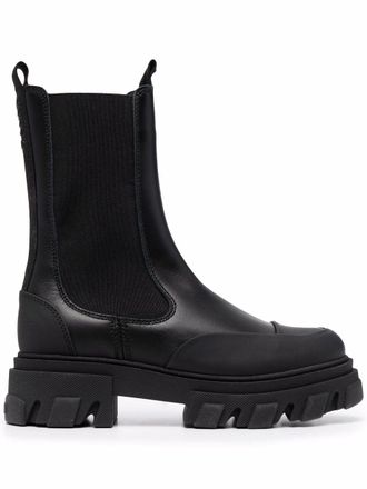 Ganni bottines &agrave; semelle crant&eacute;e - Noir