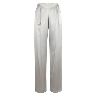 Alberta Ferretti Gl&auml;nzende Satin-Weitbeinhose - - Trousers - Damen - Grau - S