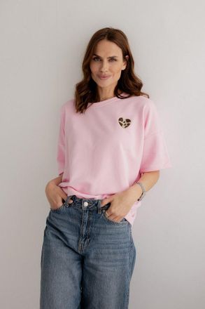 Von Herzen Oversize-Shirt kastiges Oversize Sweat T-Shirt mit LeoHerz-Applikation - Onesize viele Farben