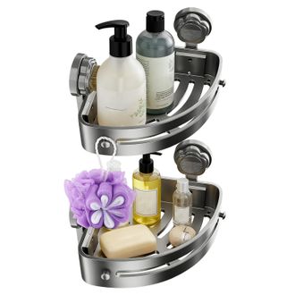 Generico Eckregal f&uuml;r Badezimmer, Vakuum-Duschaufbewahrung, 30 cm, Organizer ohne Bohren, sichere Saugtechnologie, transparentes Saugregal f&uuml;r Dusche, K&uuml;che, S