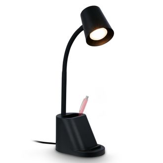 Briloner Schreibtischlampe mit Stiftehalter, Kabelschalter, schwenkbar, Tischlampe, Lampe, Nachttischlampe, Tischleuchte, Home Office, B&uuml;rolampe, 21x10x35,5 cm
