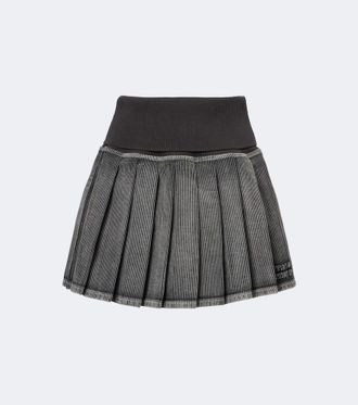 Miu Miu Mini-jupe en coton m&eacute;lang&eacute; &agrave; rayures