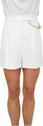 Elisabetta Franchi Femme, Shorts, Blanc, Taille: 42 FR Shorts en Gabardine avec Logo Bijou