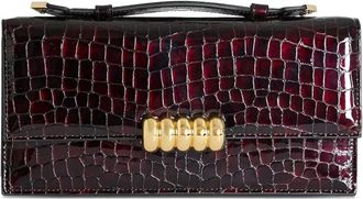 Retrofête Phoebe crocodile-embossed clutch bag - Rouge