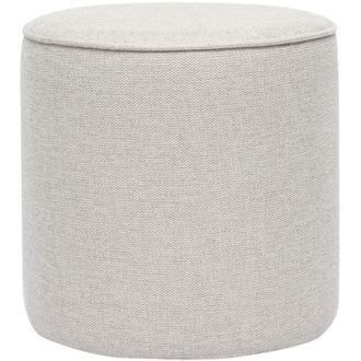 Miliboo Runder Pouf aus Stoff in Beige mit samtigem Effekt und Textur D40 cm PAUL