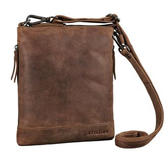 STILORD Koko Handtasche Damen Weiches Leder Klein Umh&auml;ngetasche Echtleder Hobo Bag Frauen Schultertasche Vintage Tasche mit Rei&szlig;verschluss, Farbe:eichen - bra