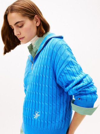 Tommy Hilfiger Troyer CO CABLE MID GG 1/2 ZIP LS SWT mit Zopfmuster