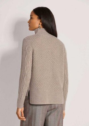 Madeleine Strickpullover Zopfpullover mit Kaschmiranteil Kuscheliger Maschen-Look mit hohem Stehkragen