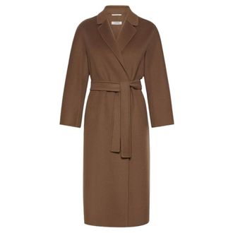 Max Mara Manteau Esturia ceintur&eacute; &agrave; revers crant&eacute;s - Femme - Manteaux - Brun - Taille: 38 FR