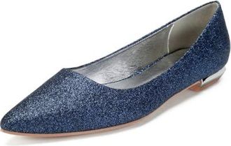 Generic Chaussures De Mariage Femme &Eacute;l&eacute;gant Bout Pointu Chaussures De Mari&eacute;e Ballerines &Eacute;t&eacute; Plates pour Mariages Et F&ecirc;tes Dress1.8Cm,Dark Blue,40 EU