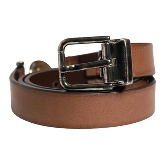 Dolce & Gabbana Klassischer Lederg&uuml;rtel mit Metallschnalle - - Accessories - Herren - Braun - ONE SIZE