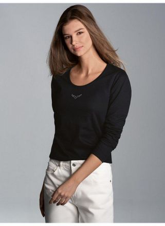 Trigema Longsleeve TRIGEMA Langarmshirt mit Kristallsteinen (1-tlg)