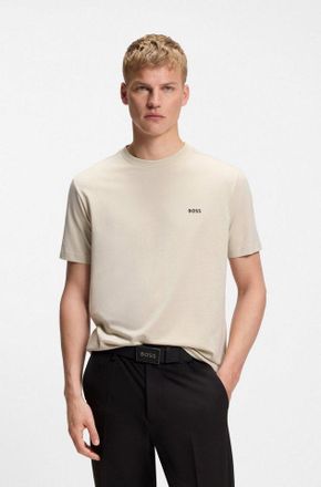 HUGO BOSS Rundhalsshirt Tee Regular Fit Stretch Jersey Cotton, Logo on Chest, Rundhals