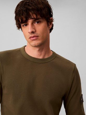 Calvin Klein Langarmshirt WAFFLE BADGE CREWNECK TEE Regular fit, Badge, Rundhalsausschnitt