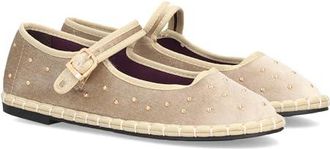 Shoes & Blues Ballerines plates pour femme, design avec appliques m&eacute;talliques sur toute la surface, fabriqu&eacute;es en velours avec passepoil en contraste, semelle soupl