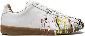 Maison Margiela Homme, Chaussures, Blanc, Taille: 40 EU Baskets en cuir blanc Replica Paint