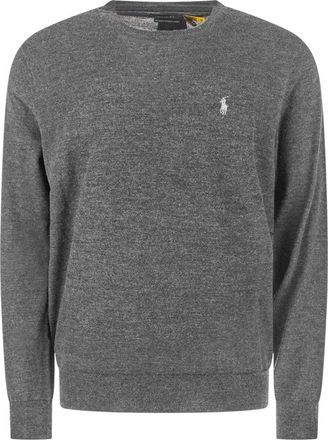 Polo Ralph Lauren Pull en laine lavable &agrave; col rond - Homme - Pulls - Gris - Taille: L
