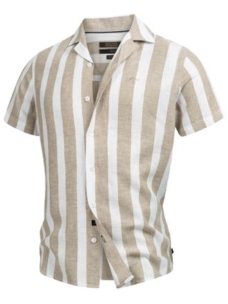 Indicode Herren INBravida Leinenhemd Kurzarm-Hemd mit Button-Down-Kragen | Herrenhemd Sommerhemd für Männer Covert Green, XL