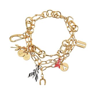 Patrizia Pepe Doppelketten-Armband mit Anh&auml;ngern - - Accessories - Damen - Gelb - ONE SIZE