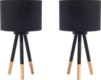 Beliani Tischlampe Schwarz 2er Set 40 cm drei Beine skandinavisch Tobol