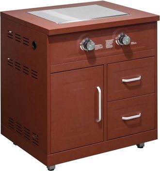 Oviala Meuble gazini&egrave;re 2 br&ucirc;leurs pour cuisine ext&eacute;rieure brique