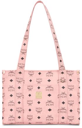 MCM Womens Tote Bag Soft Pink Polyurethane