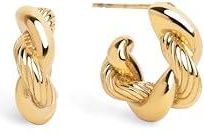 Singularu Boucles doreilles Aro Mini Twist Rope. Acier Inoxydable avec Finition Plaqué Or 18Kt. Fermoir en Silicone Plaqué Or 18Kt. Bijoux pour Femme