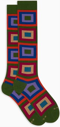 Gallo Gallo, Femme, Sous-v&ecirc;tements, Multicolore, Taille: ONE Size Chaussettes Longues &agrave; Motif Carr&eacute;s Concentriques