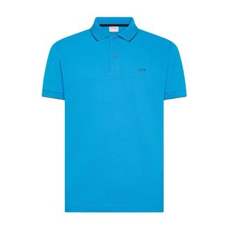 Sun 68 Homme, Tops, Bleu, Taille: M Small Stripe Polo On Collar S/S