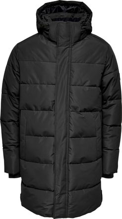Only & Sons Herren Onscarl Long Quilted Coat Otw Mantel, Schwarz, L EU
