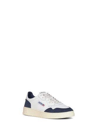 Autry Mens Sneakers Medalist Low White Leather-Denim Suede Calf Leather Trainers